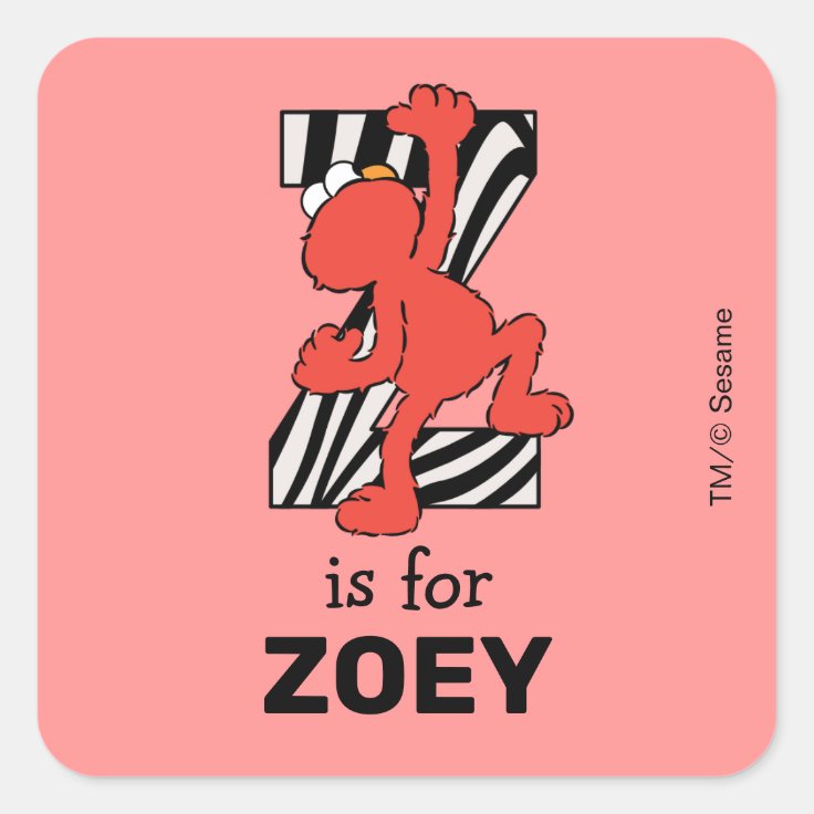 Elmo Alphabet | Z Zebra Square Sticker | Zazzle