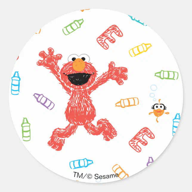 Elmo Crayon Pattern Classic Round Sticker | Zazzle