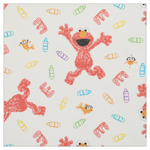 Red Dancing Elmo Pattern Fabric | Zazzle
