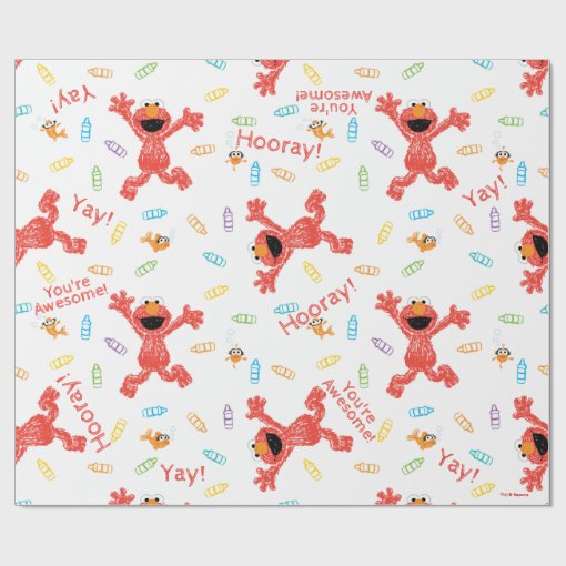 Elmo Crayon Pattern Wrapping Paper | Zazzle