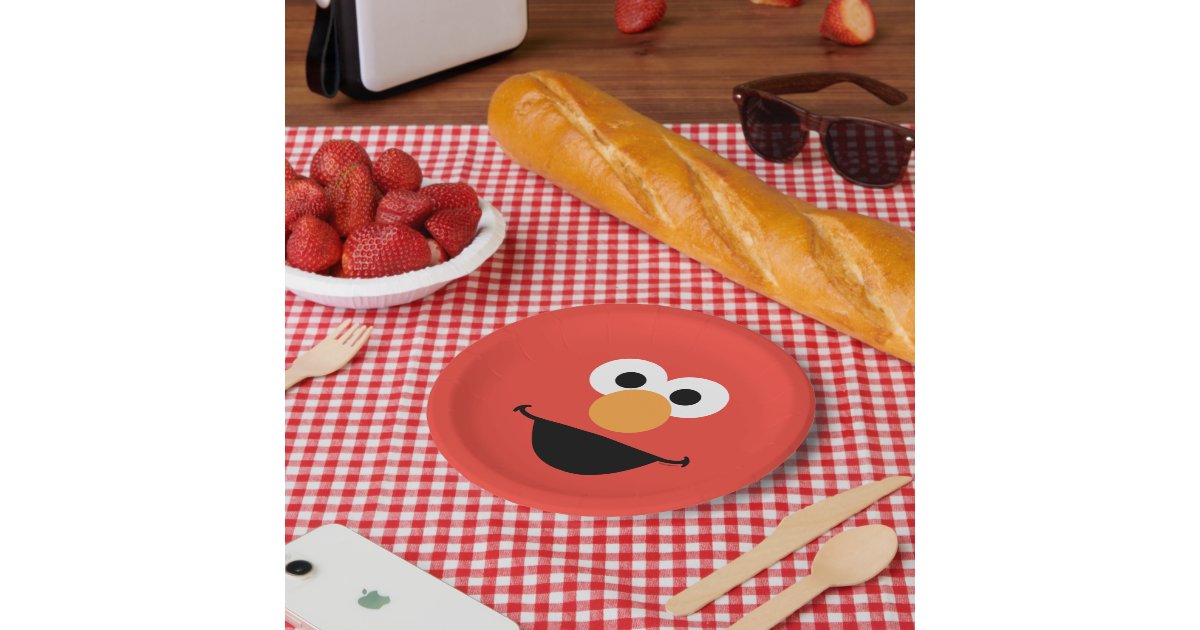 Elmo Face Art Paper Plates | Zazzle