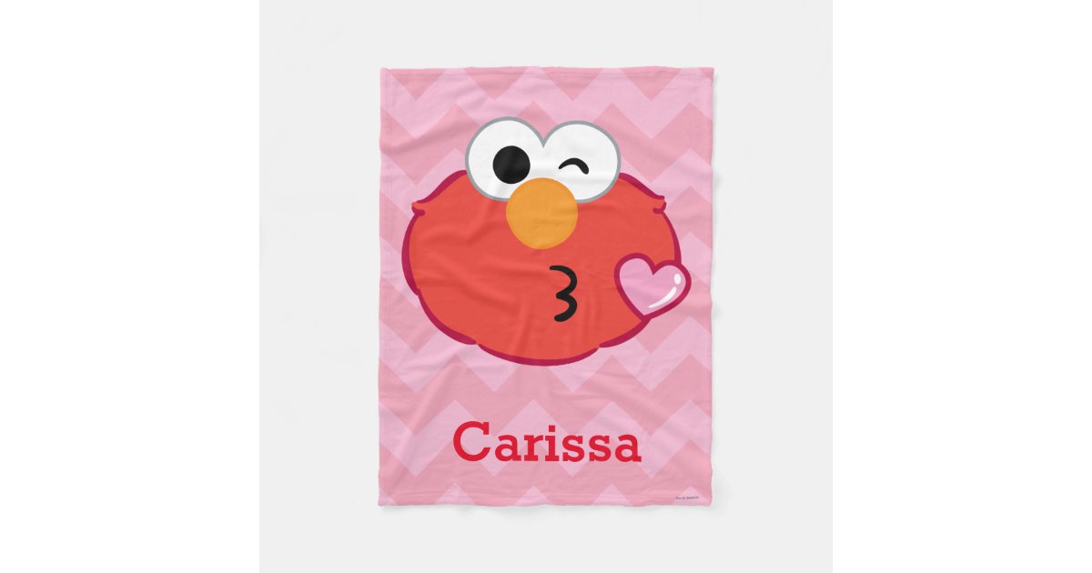 Elmo Face Throwing a Kiss | Add Your Name Fleece Blanket | Zazzle