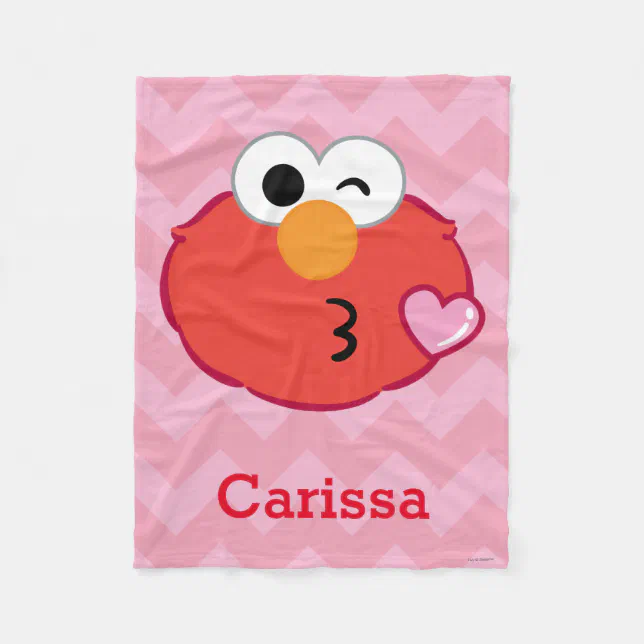 Elmo Face Throwing a Kiss | Add Your Name Fleece Blanket | Zazzle
