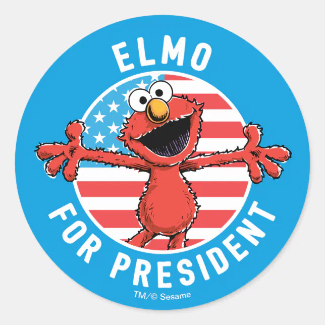Elmo for President - Flag Classic Round Sticker | Zazzle