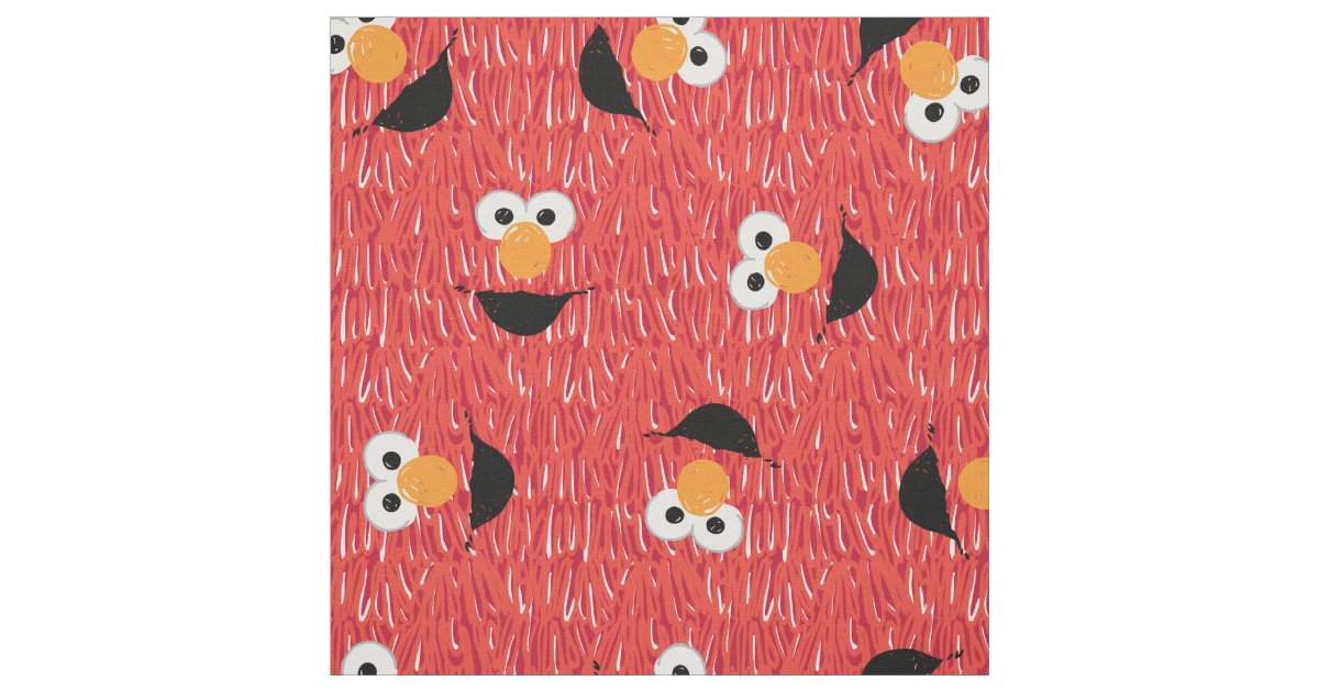 Elmo Fur Face Pattern Fabric | Zazzle