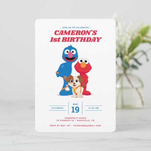Elmo, Grover & Tango Birthday Invitation | Zazzle