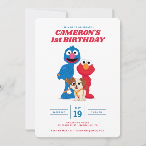 Elmo, Grover & Tango Birthday Invitation | Zazzle
