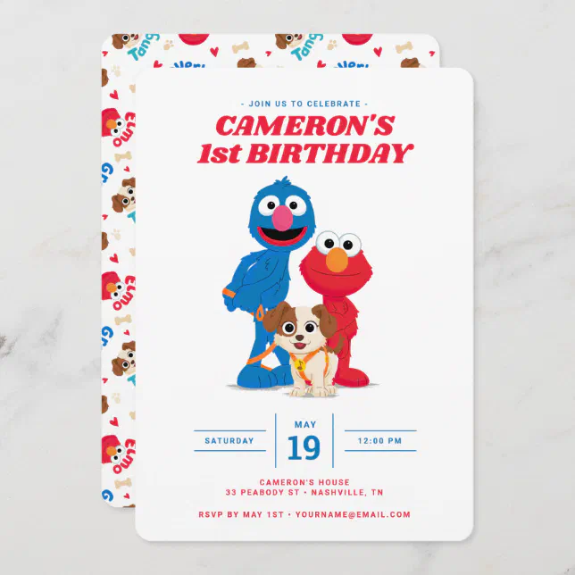 Elmo, Grover & Tango Birthday Invitation | Zazzle