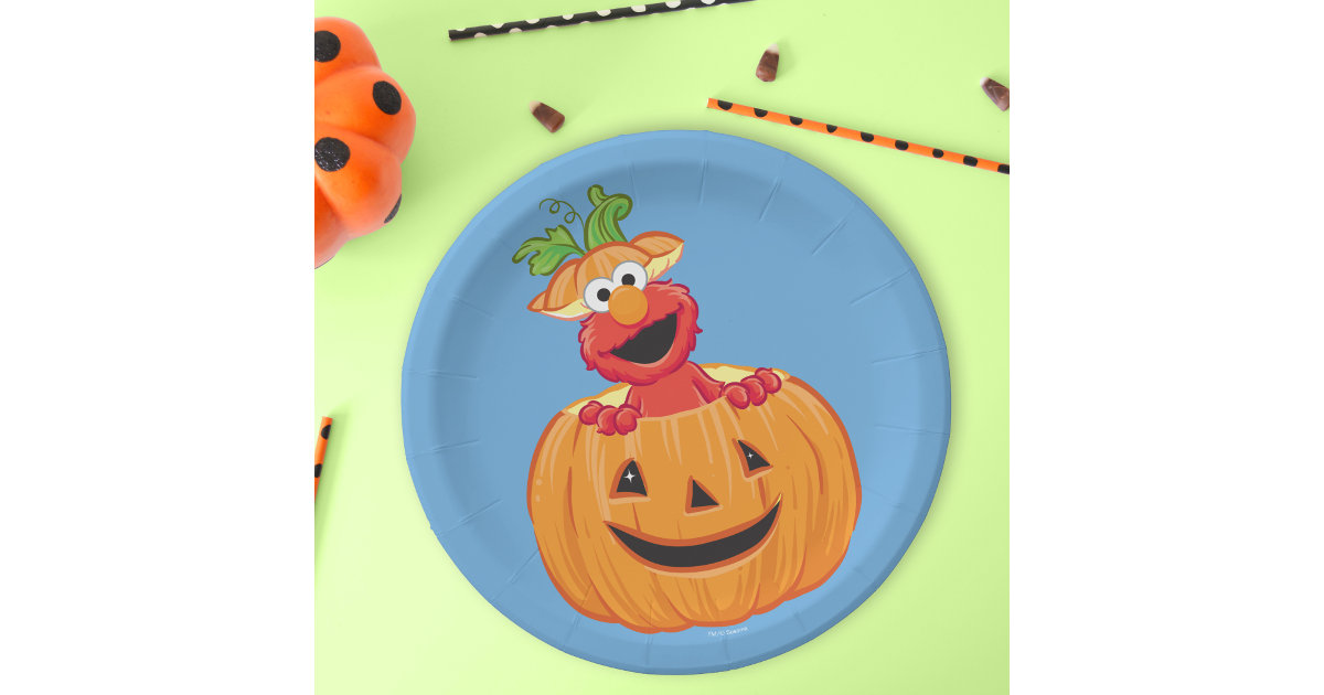 Elmo Halloween Jack O Lantern Paper Plates Zazzle