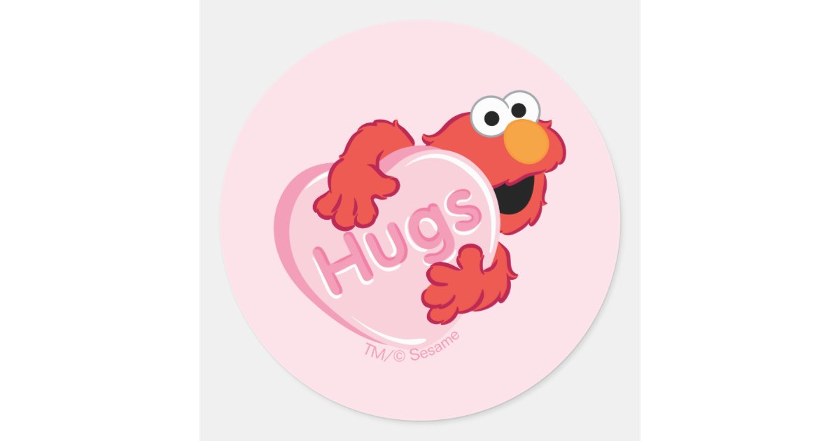 Elmo "Hugs" Valentine Heart Candy Classic Round Sticker | Zazzle