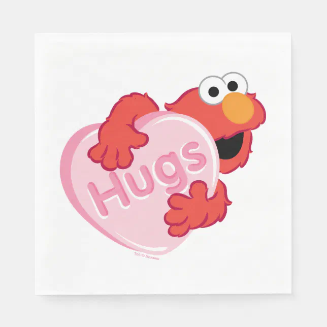 Elmo "Hugs" Valentine Heart Candy Napkins | Zazzle