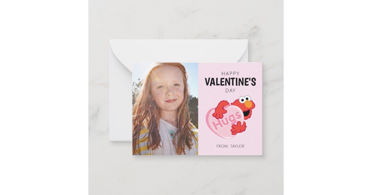 Elmo in Heart Valentine Note Card | Zazzle