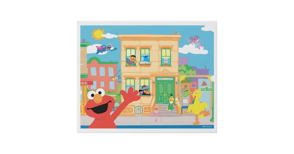 Elmo Sesame Street Scene Faux Canvas Print | Zazzle