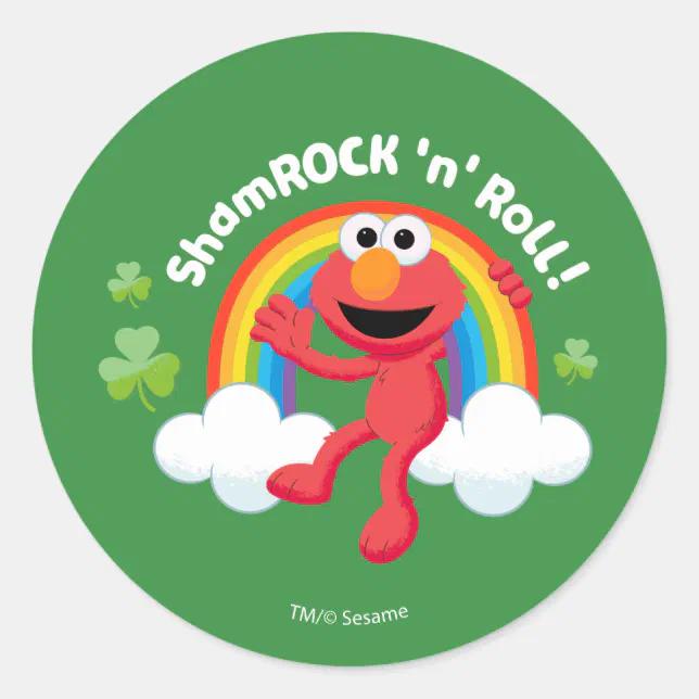 Elmo | Shamrock 'n' Roll Rainbow Classic Round Sticker | Zazzle