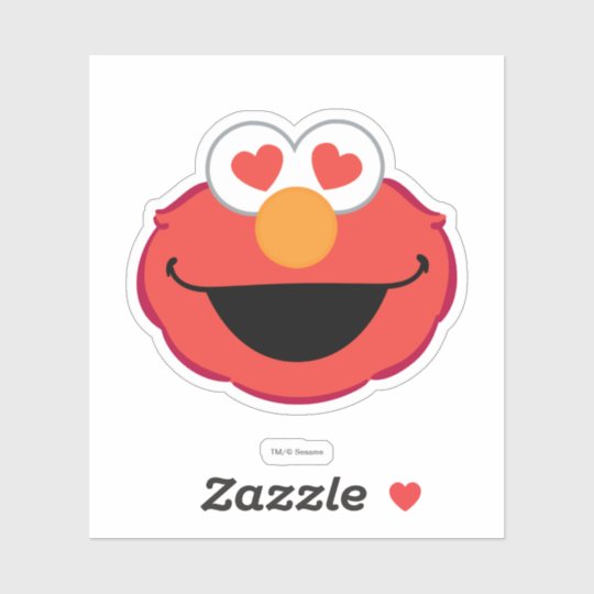 Elmo Smiling Face with Heart-Shaped Eyes Sticker | Zazzle.com