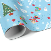 Elmo & Tango Blue Christmas Pattern Wrapping Paper | Zazzle