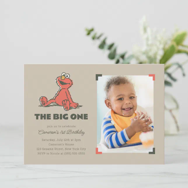 Elmo | The Big One First Birthday - Photo Invitation | Zazzle