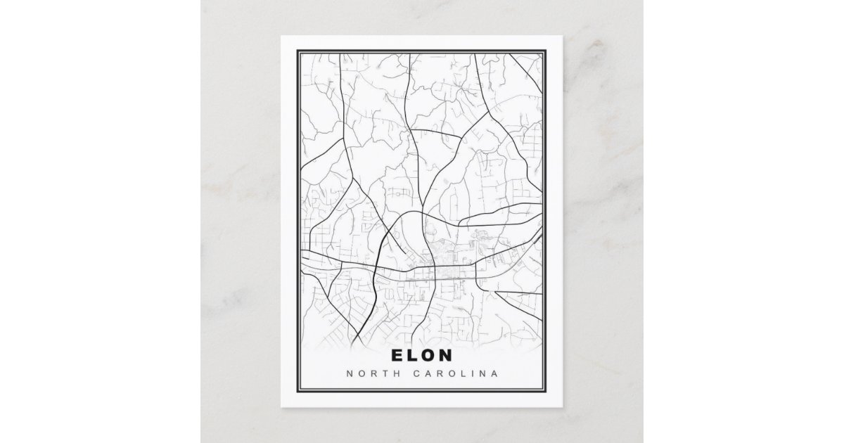 Elon Map Postcard | Zazzle