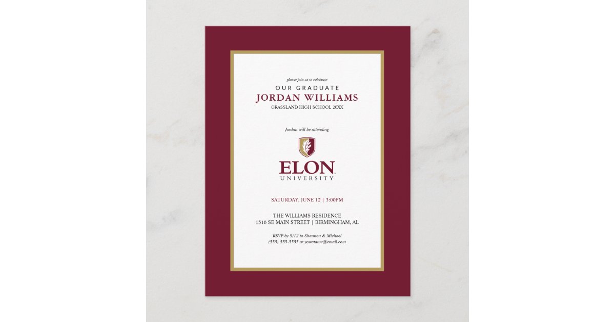 Elon University E | Graduation Announcement Postcard | Zazzle