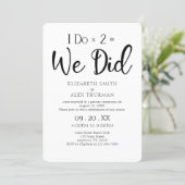 Elopement Wedding I Do Times 2 = We Did Invitation | Zazzle
