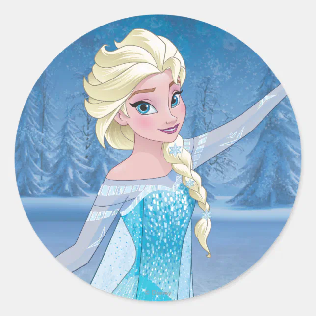 Elsa | Winter Magic Classic Round Sticker | Zazzle