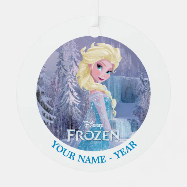 Elsa | With Frozen Logo Add Your Name Metal Ornament | Zazzle