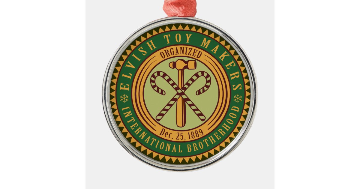 Elves Toy Makers Union Seal Christmas Ornament | Zazzle