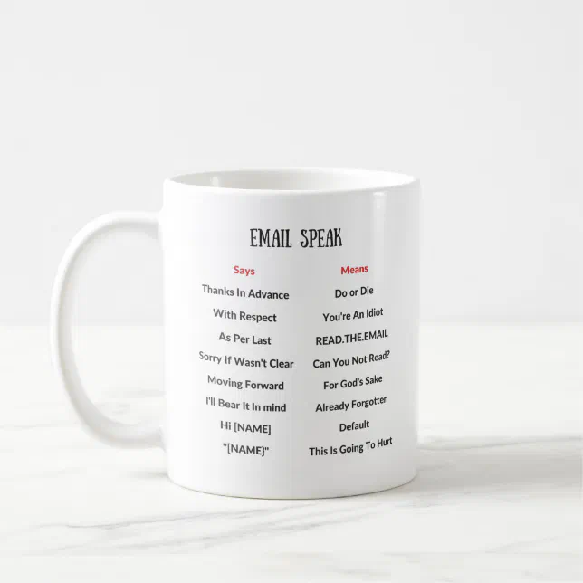 Email Speak Translator Mug | Zazzle