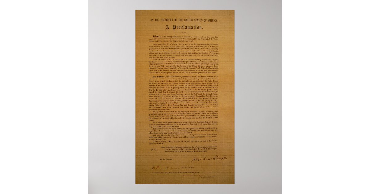 Emancipation Proclamation Typeset 1864 Poster | Zazzle
