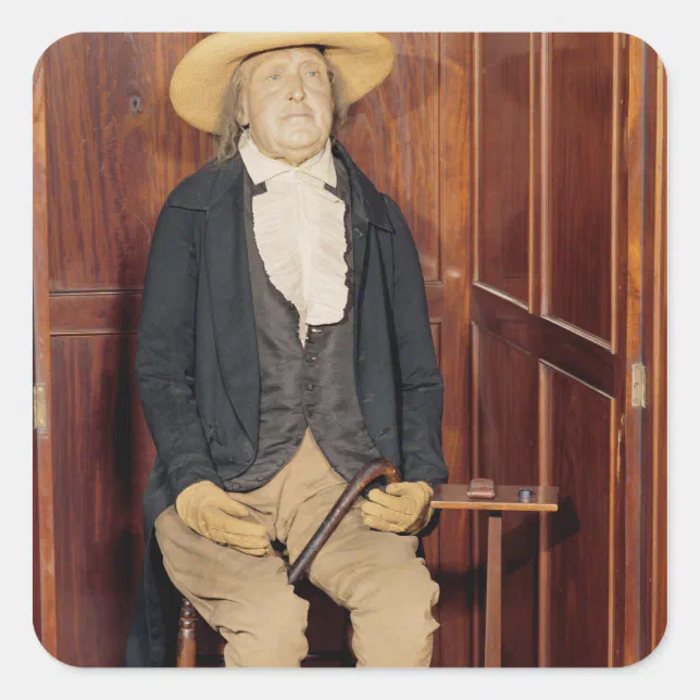 Embalmed body of Jeremy Bentham Square Sticker | Zazzle