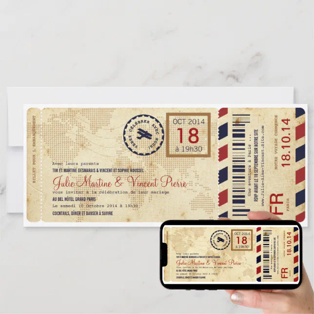 Embarquement avion invitation de billet de passage | Zazzle