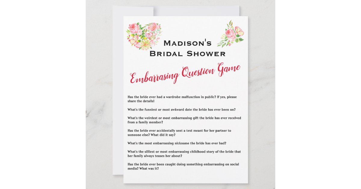 Embarrasing Questions Bridal Shower Spring Flowers Invitation | Zazzle