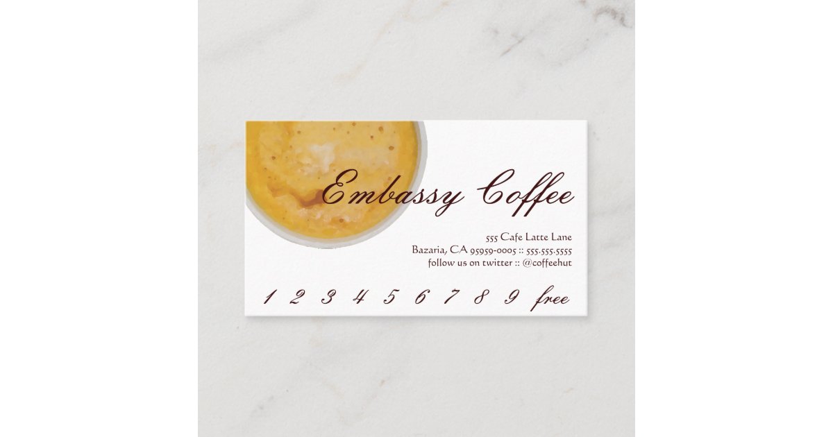 Embassy Coffee Drink Loyalty / Punch Card | Zazzle