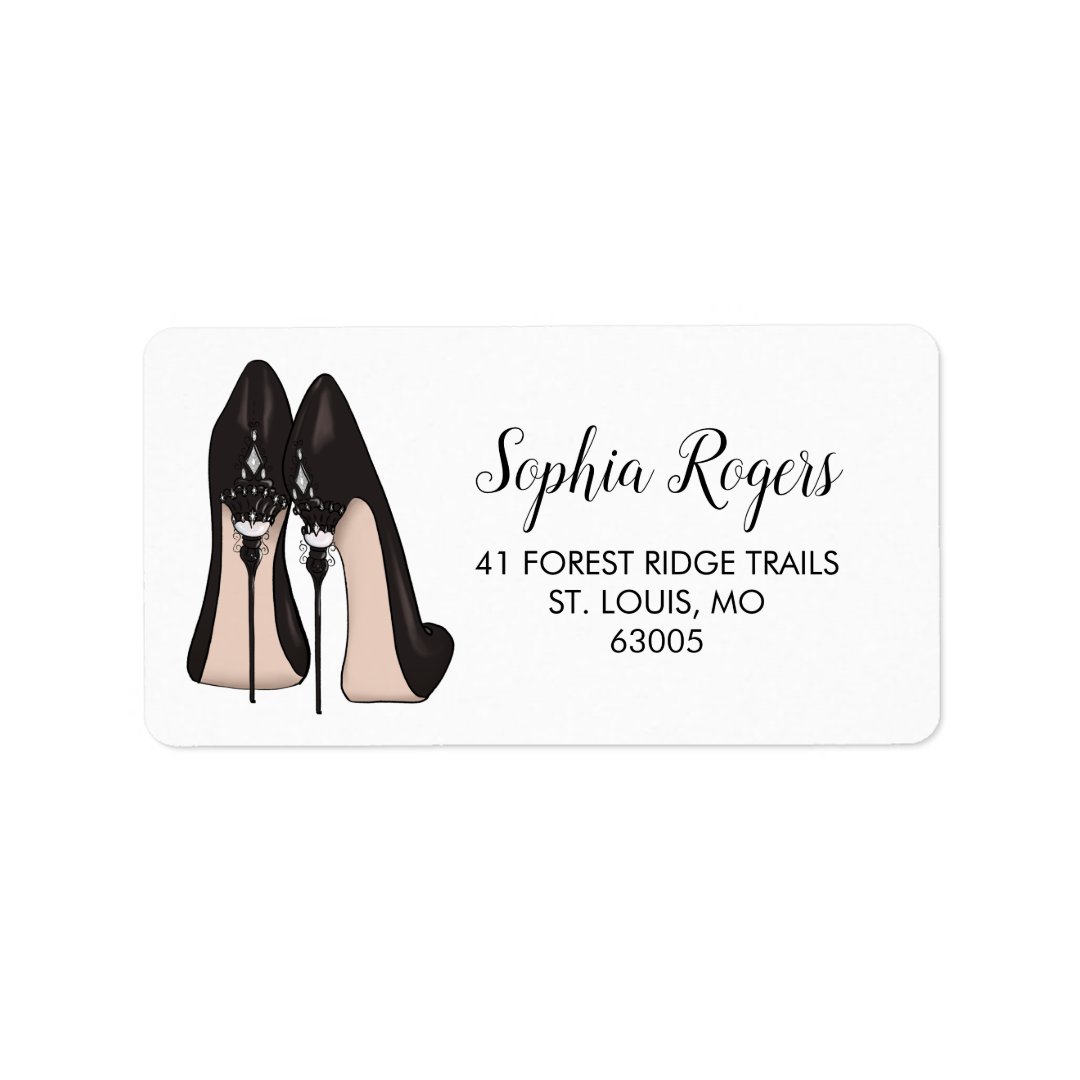 Embellished High Heels Stiletto Address Label | Zazzle