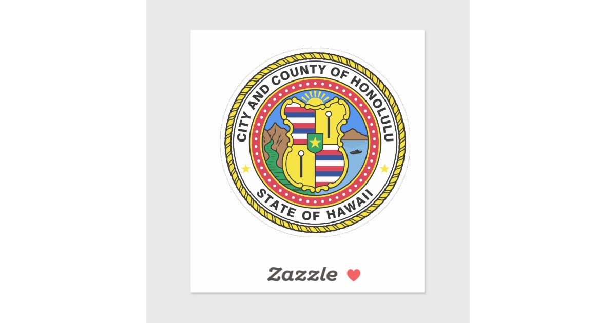 Emblem of city of Honolulu, Hawaii Vinyl Sticker | Zazzle