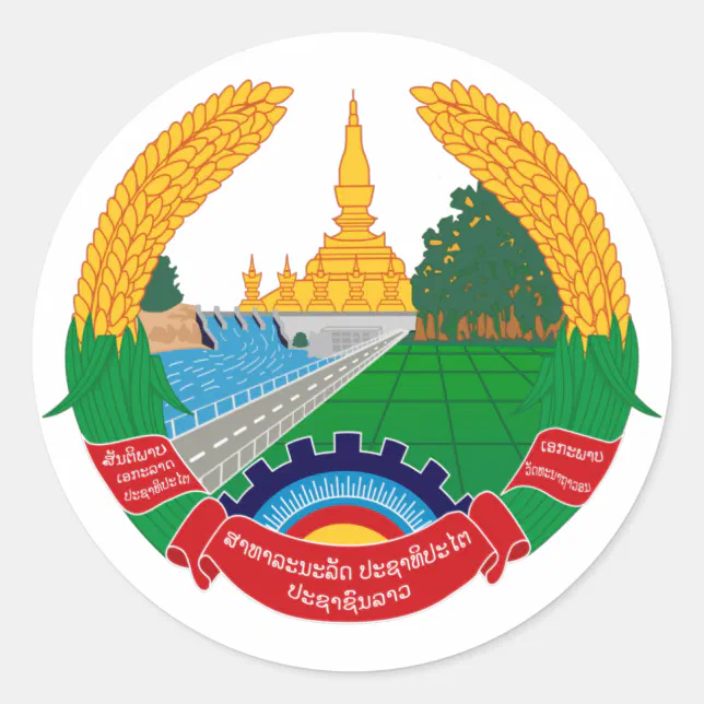 Emblem of Laos Classic Round Sticker | Zazzle