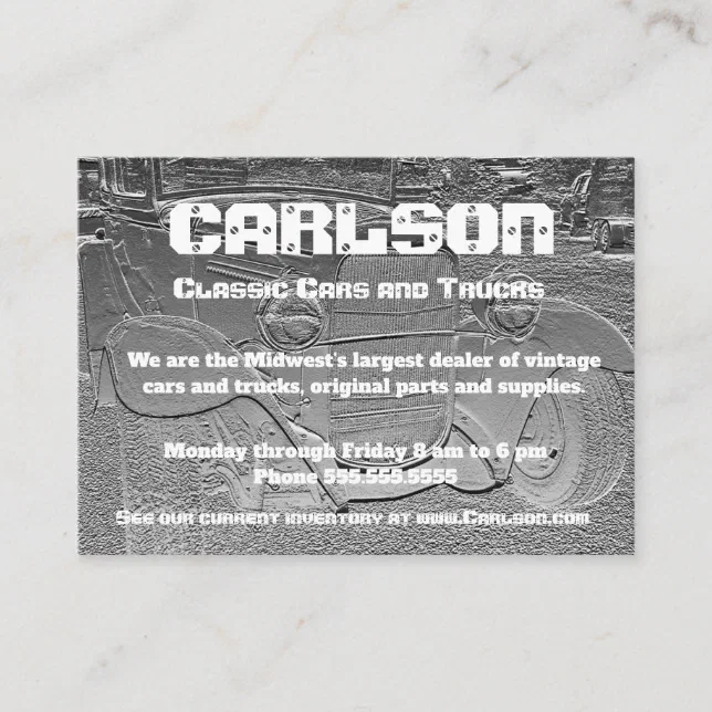 Embossed Look Classic Car Business Card | Zazzle
