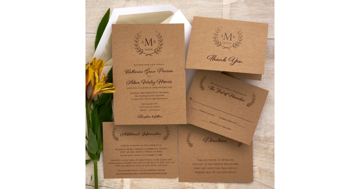 Embossed Wedding Invitation Set - Raised Ink | Zazzle