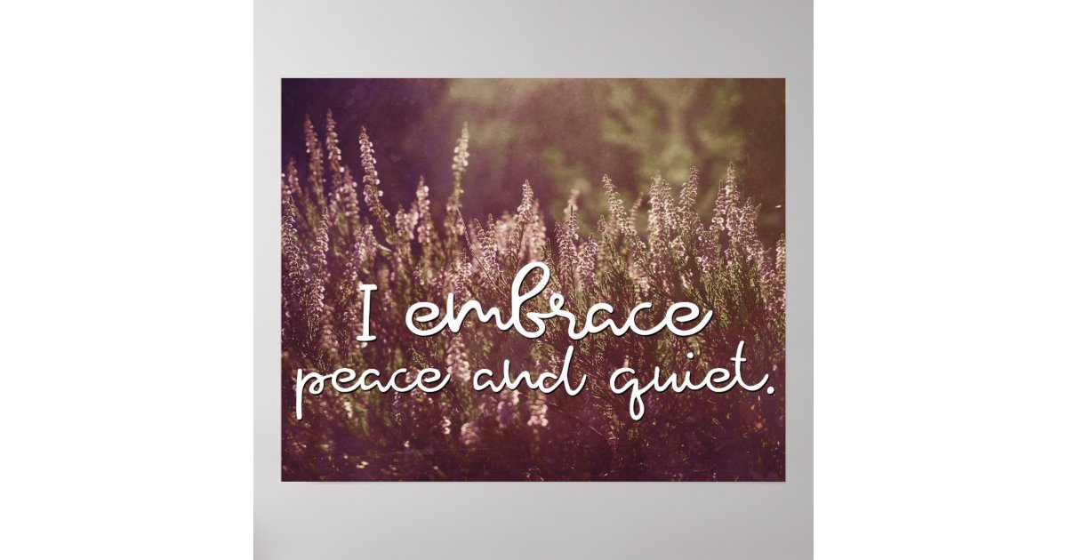 Embrace Peace And Quiet Inspirational Poster | Zazzle