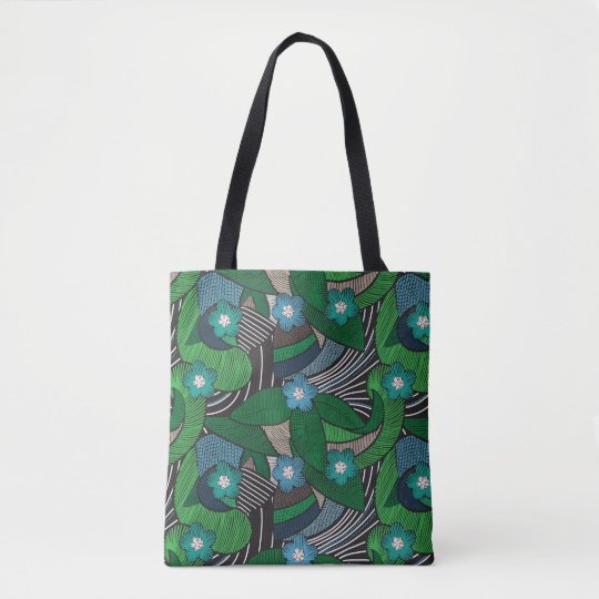 Embroidered Blue Flower Pattern Drawing Tote Bag | Zazzle.com