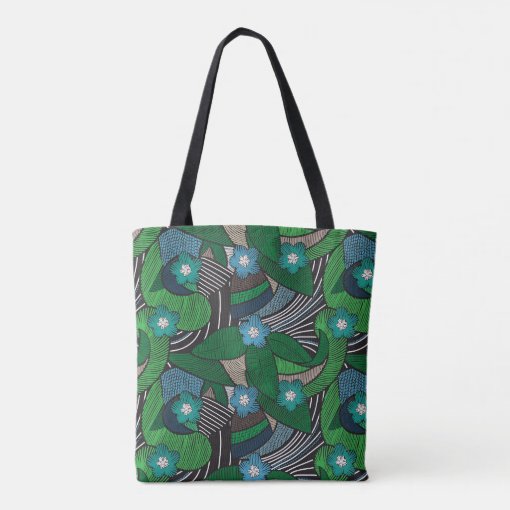 Embroidered Blue Flower Pattern Drawing Tote Bag | Zazzle