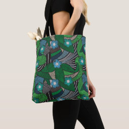Embroidered Blue Flower Pattern Drawing Tote Bag | Zazzle
