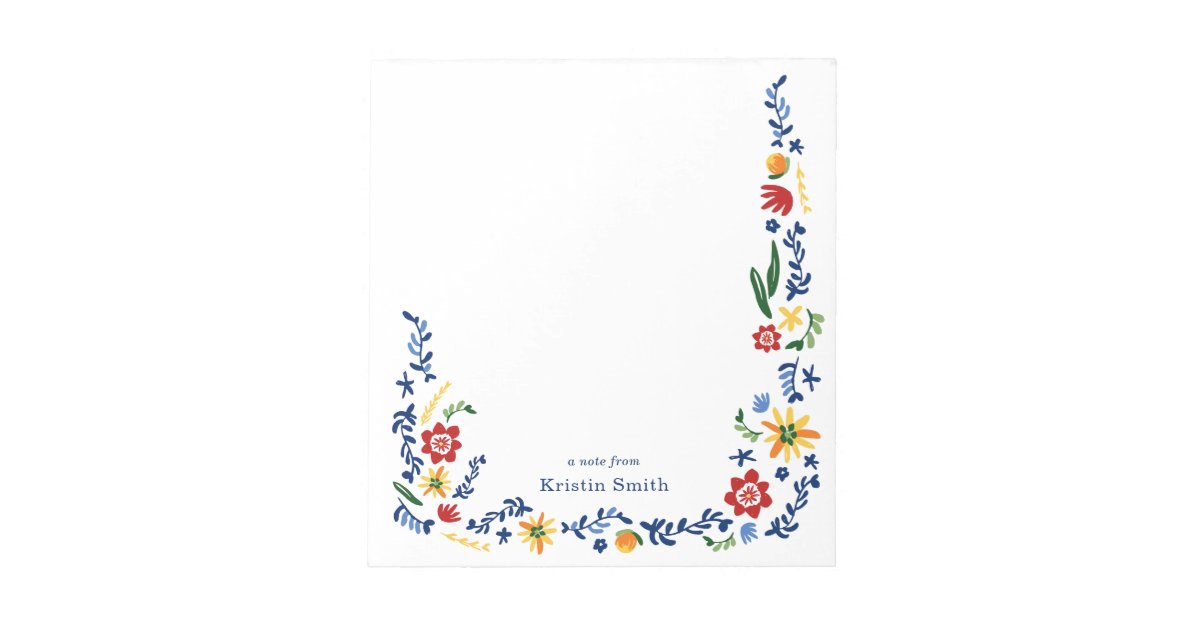 Embroidered Florals Notepad | Zazzle