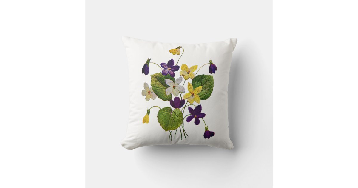 Embroidered Violet Pillow | Zazzle