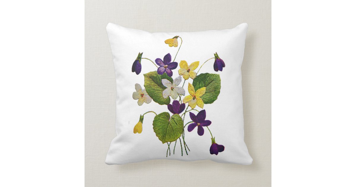 Embroidered Violet Pillow | Zazzle.com