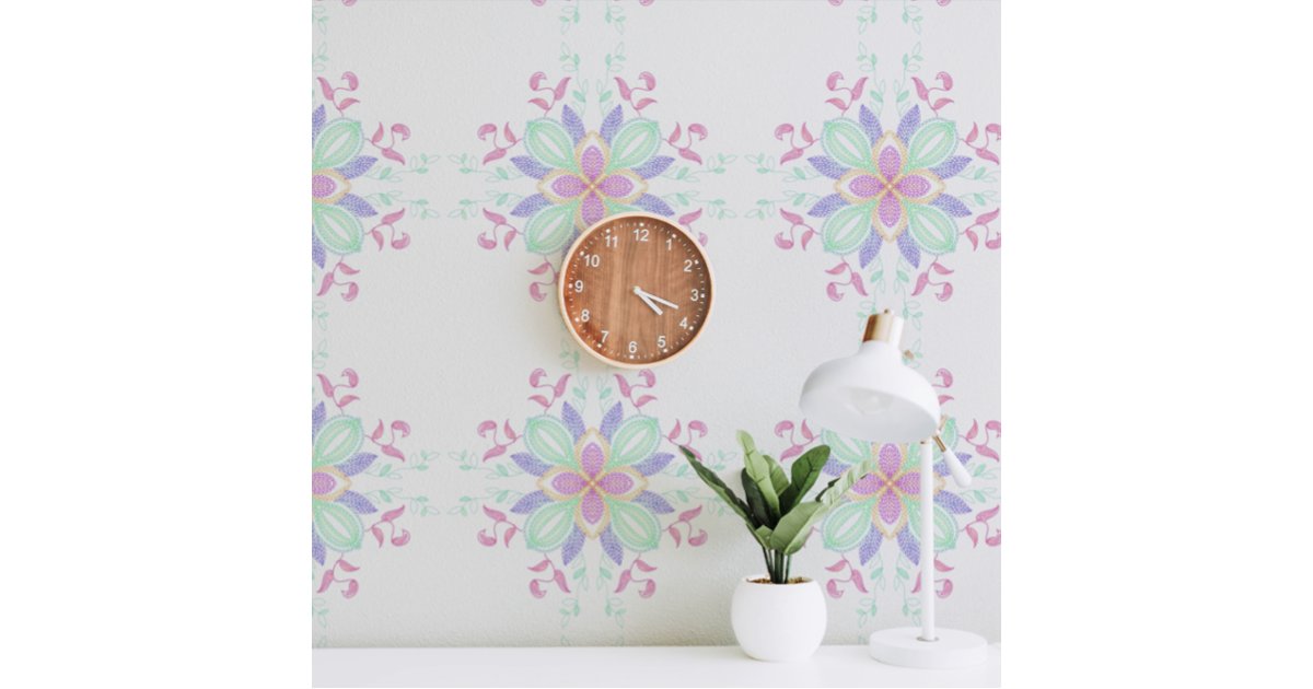 Embroidery imitation flourished pattern pattern wallpaper | Zazzle