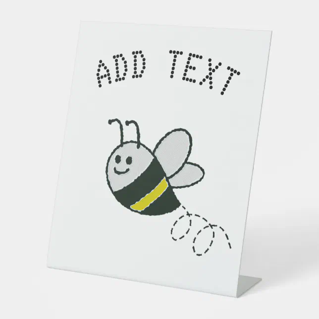 Embroidery Print Cute Bee Baby Shower Pedestal Sign | Zazzle