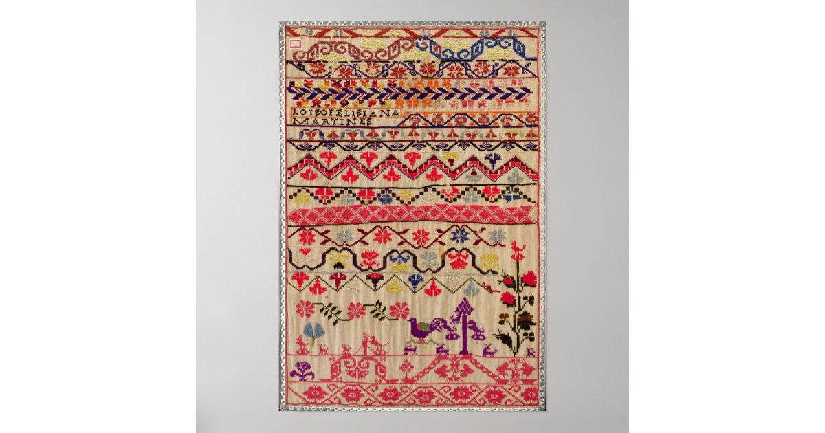 Embroidery sampler poster | Zazzle