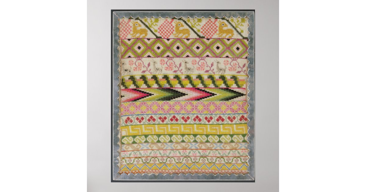Embroidery sampler poster | Zazzle