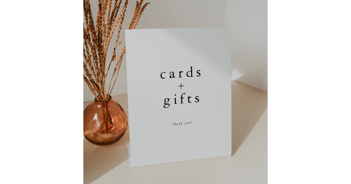 EMELIA Minimalist Unique Simple Cards and Gifts Pedestal Sign | Zazzle